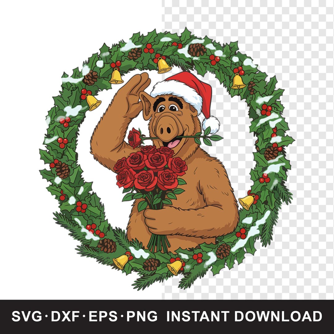 Christmas Alf With Roses PNG Clipart, Melmac Alien Watercolor Art ...