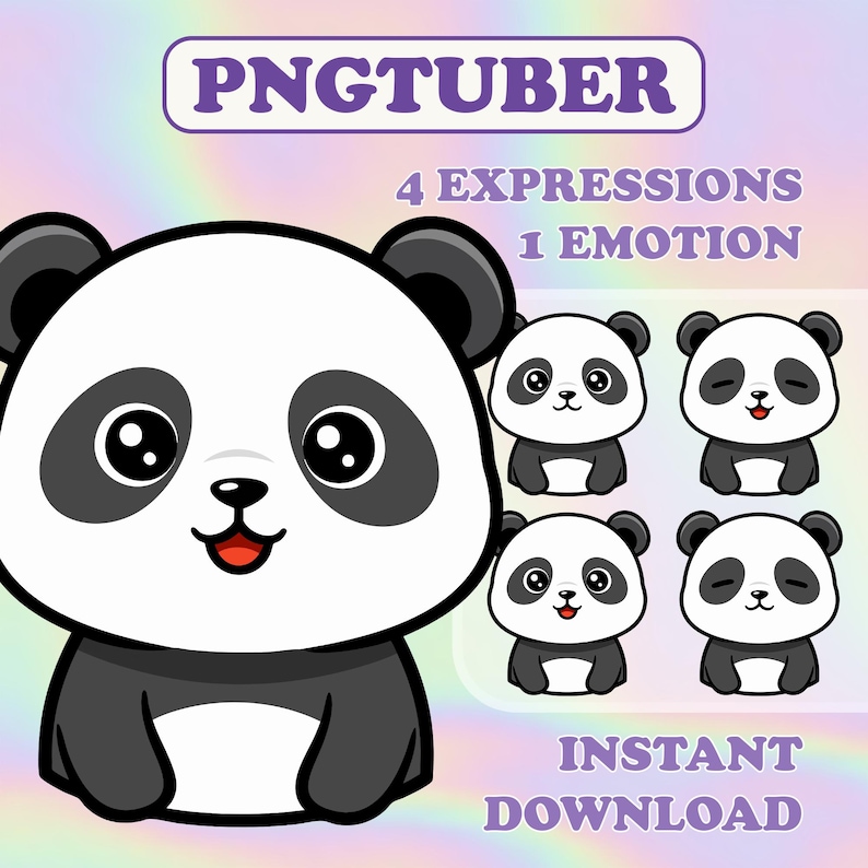 Chibi Panda Pngtuber Model for Twitch & Youtube Stream (instant Digital ...