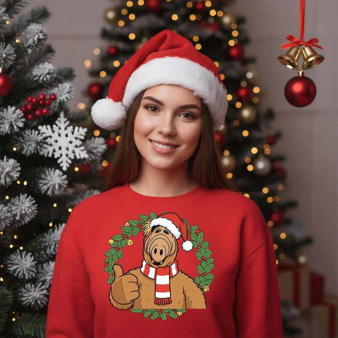 Christmas Alf With Cat Clipart, Melmac Alien Watercolor Art (digital ...