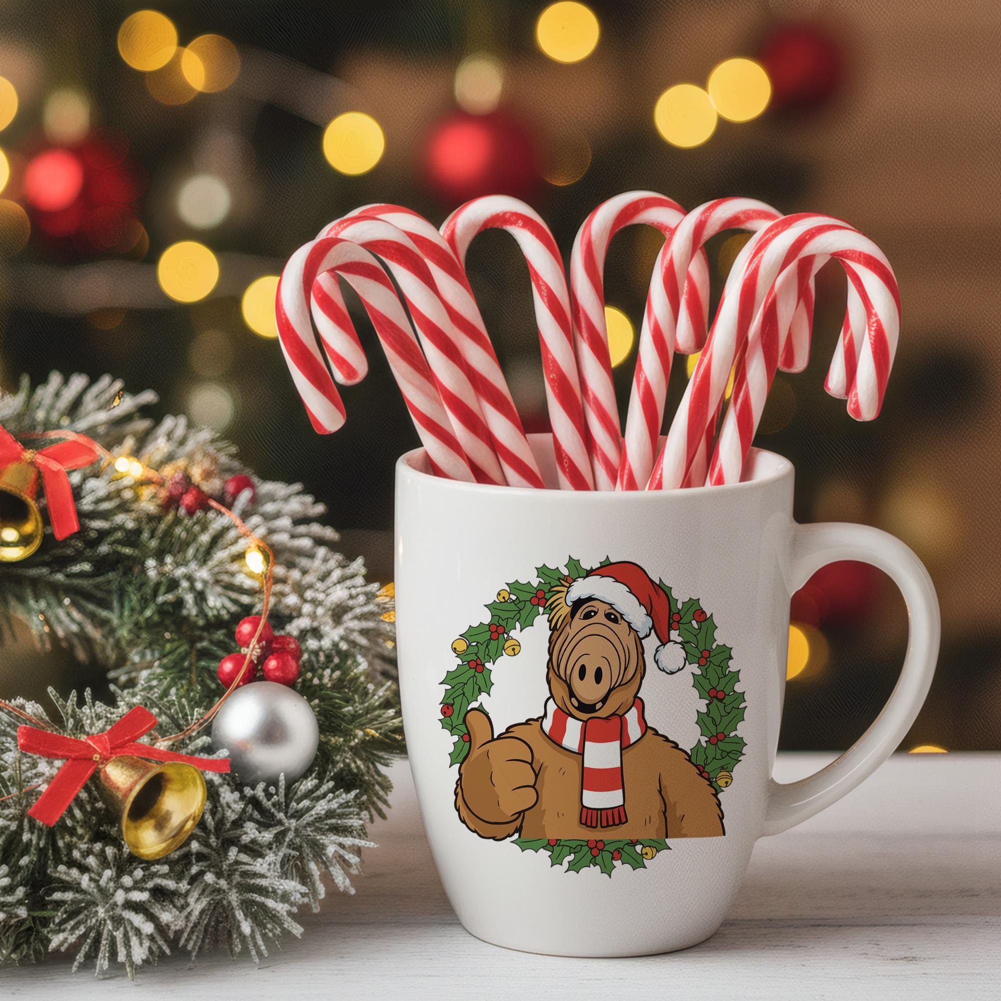 Christmas Alf With Cat Clipart, Melmac Alien Watercolor Art (digital ...