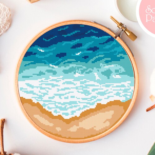 Ocean Cross Stitch Pattern PDF Modern Nature Cross Stitch - Etsy