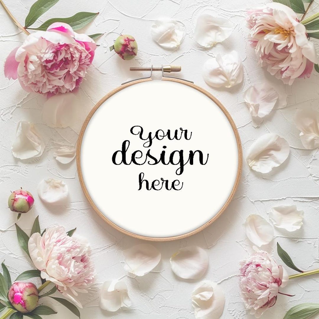 Embroidery Hoop Mockup, Cross Stitch Mock-up for Your Embroidered ...
