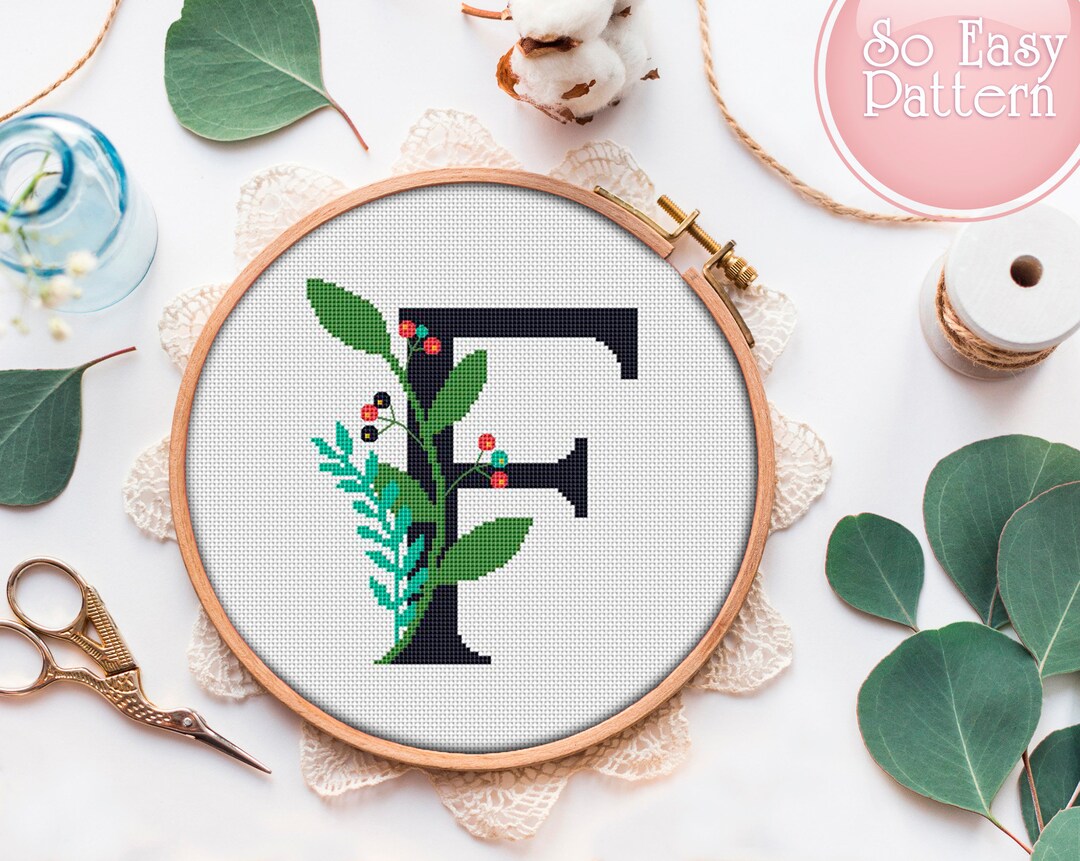 Cross Stitch Letters "f", Monogram Cross Stitch, Сross Stitch PDF ...