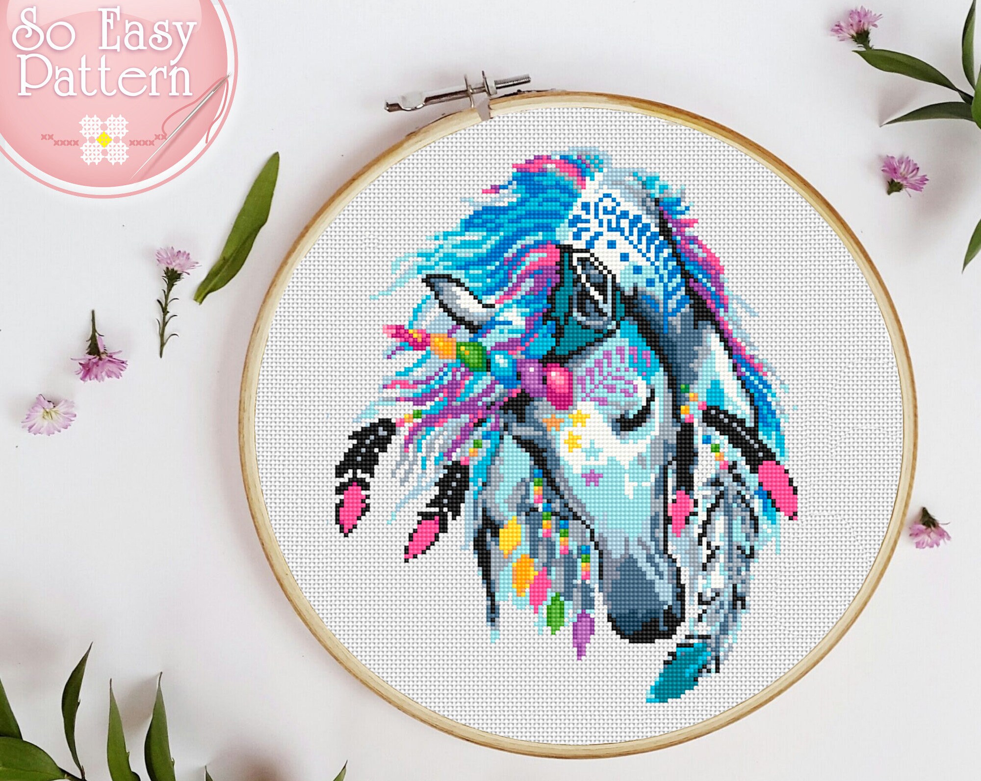 Unicorn Cross Stitch PDF Pattern Rainbow Unicorn Modern Cross | Etsy