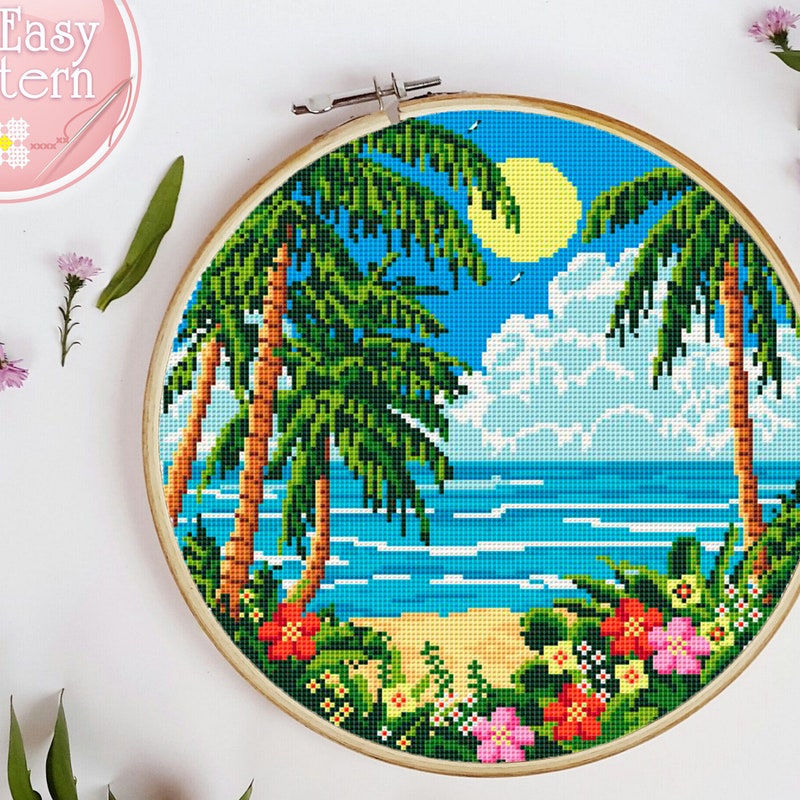 Beach Cross Stitch - Etsy