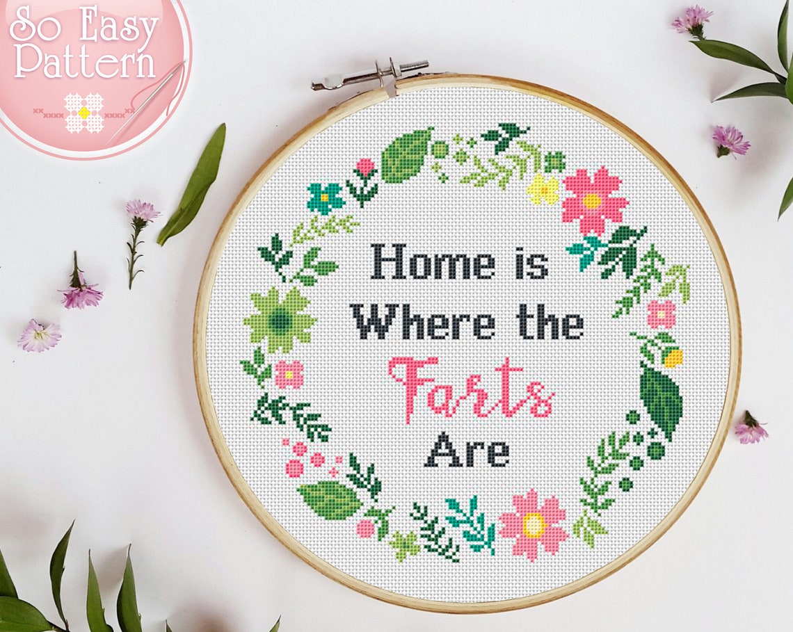 Home is Where the Fart is Funny Cross Stitch PDF Pattern Subversive ...