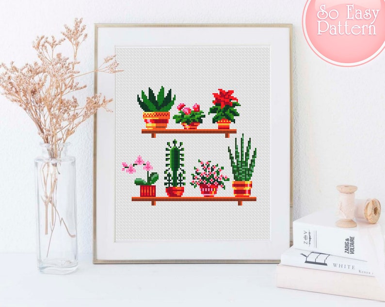 Plants Cross Stitch Pattern PDF Succulent Cross Stitch Houseplants ...