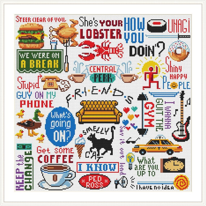 Friends TV Show Cross Stitch Pattern Best Friends Quotes Cross | Etsy