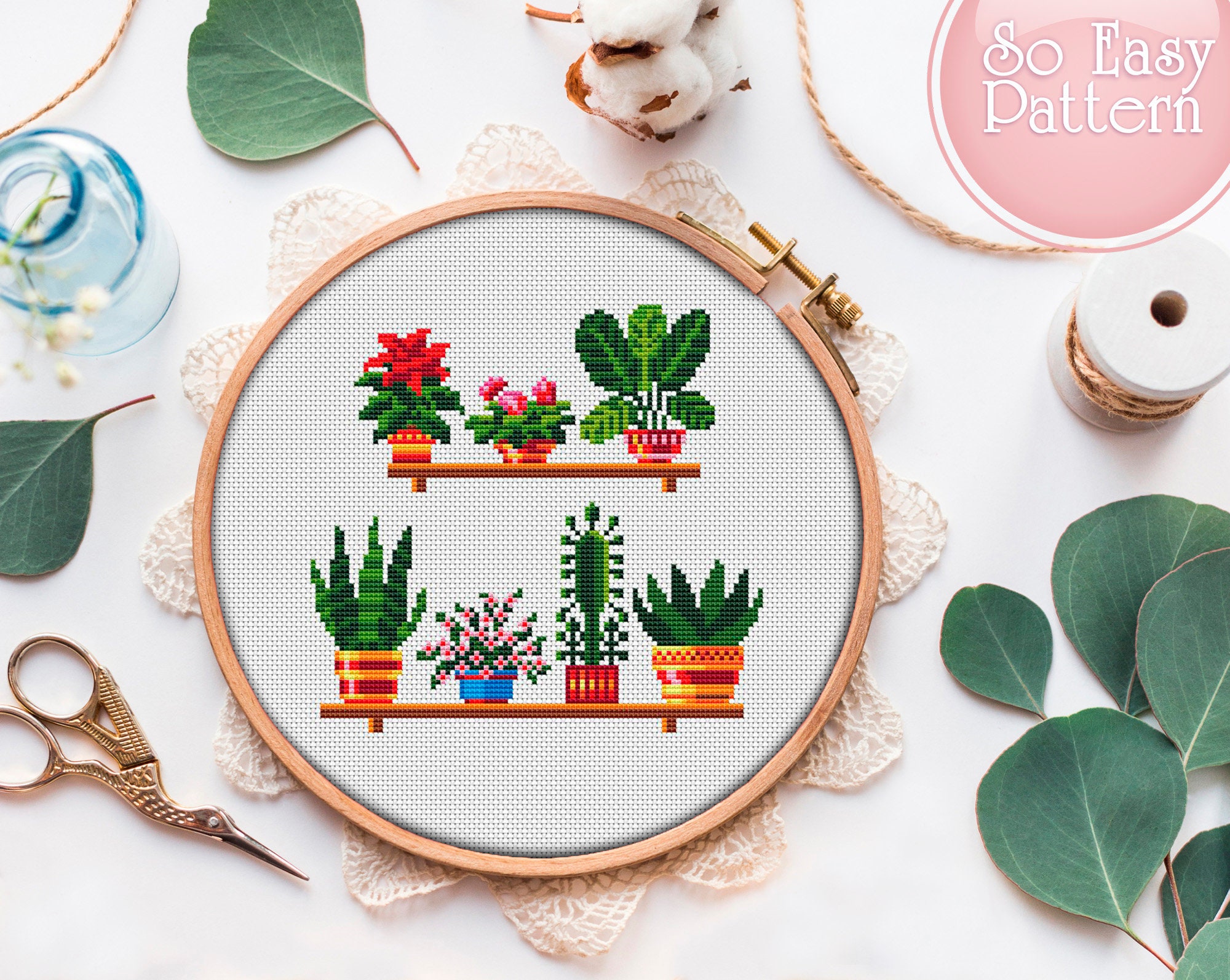 Succulents in a Giraffe Pot PDF Cross Stitch Pattern Sewing ...