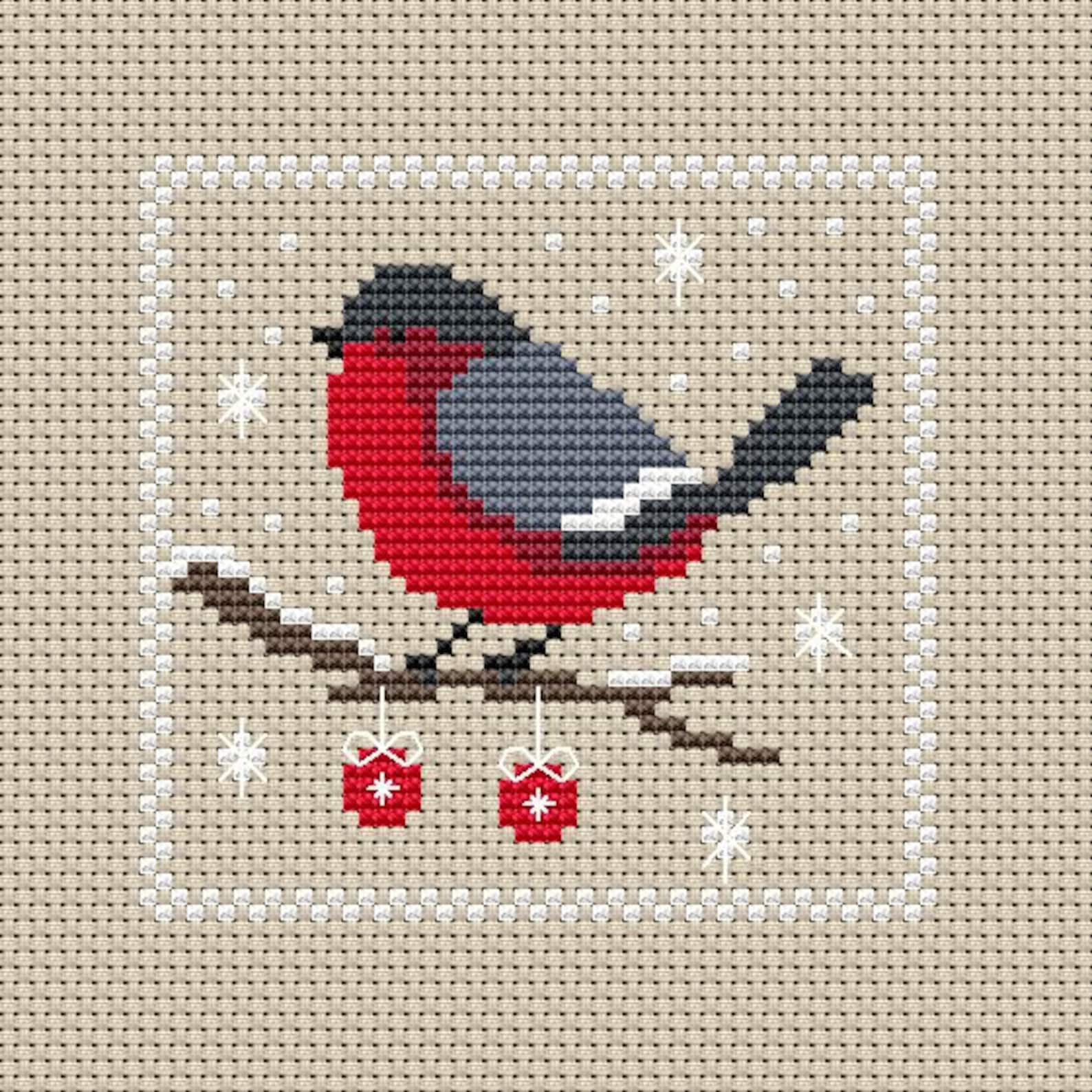 Buy Winter Birds Cross Stitch PDF Christmas Modern Cross Stitch Pattern ...