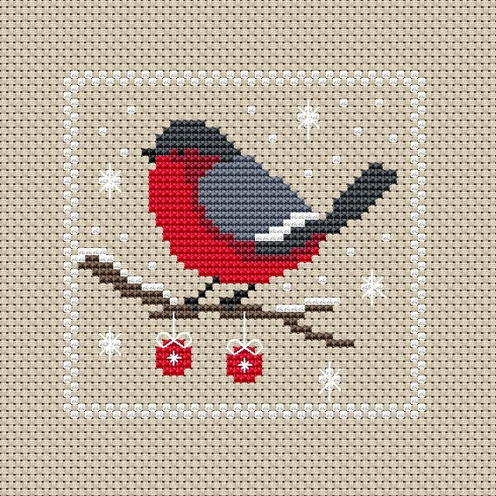 Winter Birds Cross Stitch PDF Christmas Modern Cross Stitch Pattern ...
