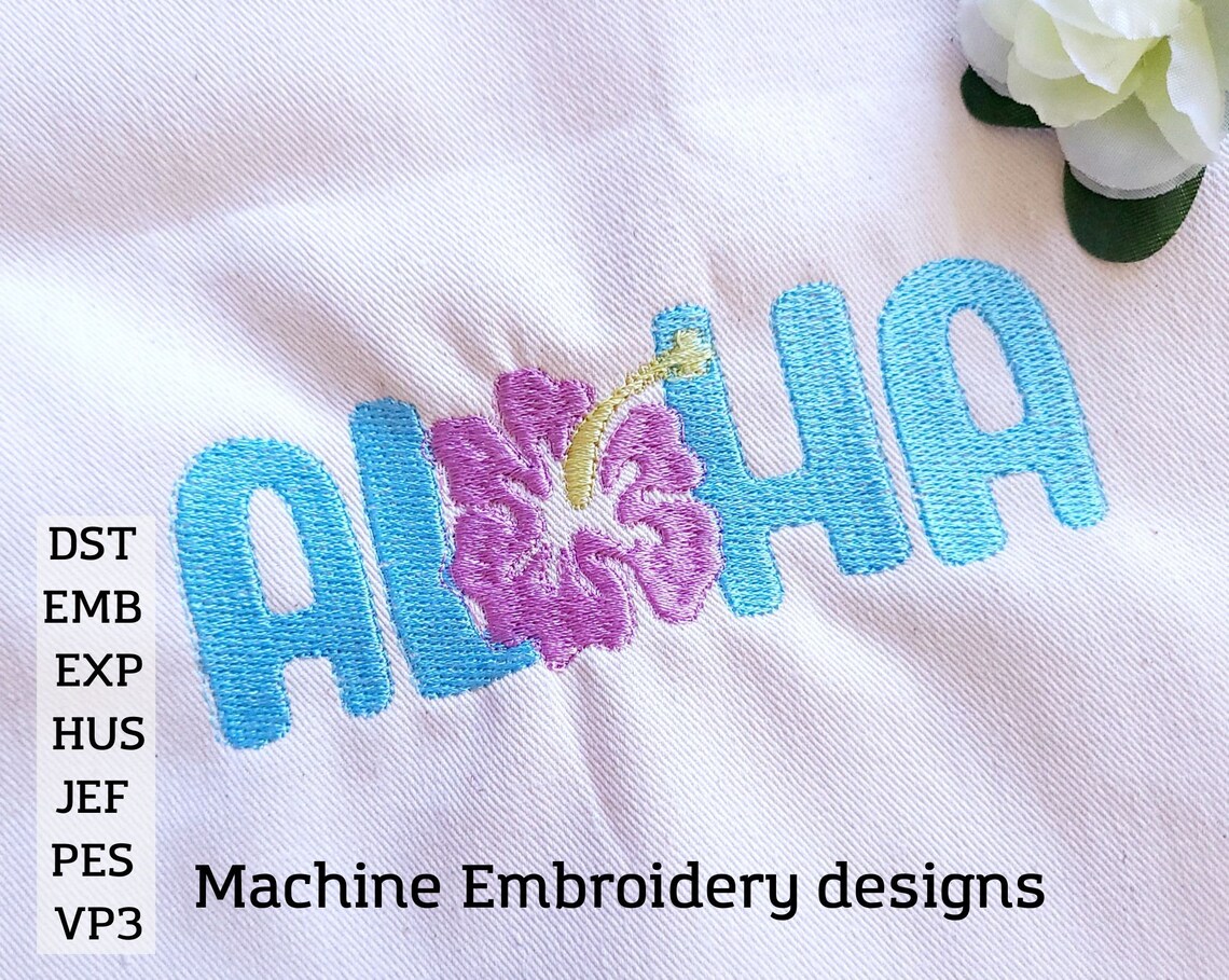 Aloha Embroidery Design, Machine Embroidery Files, Summer Embroidery ...