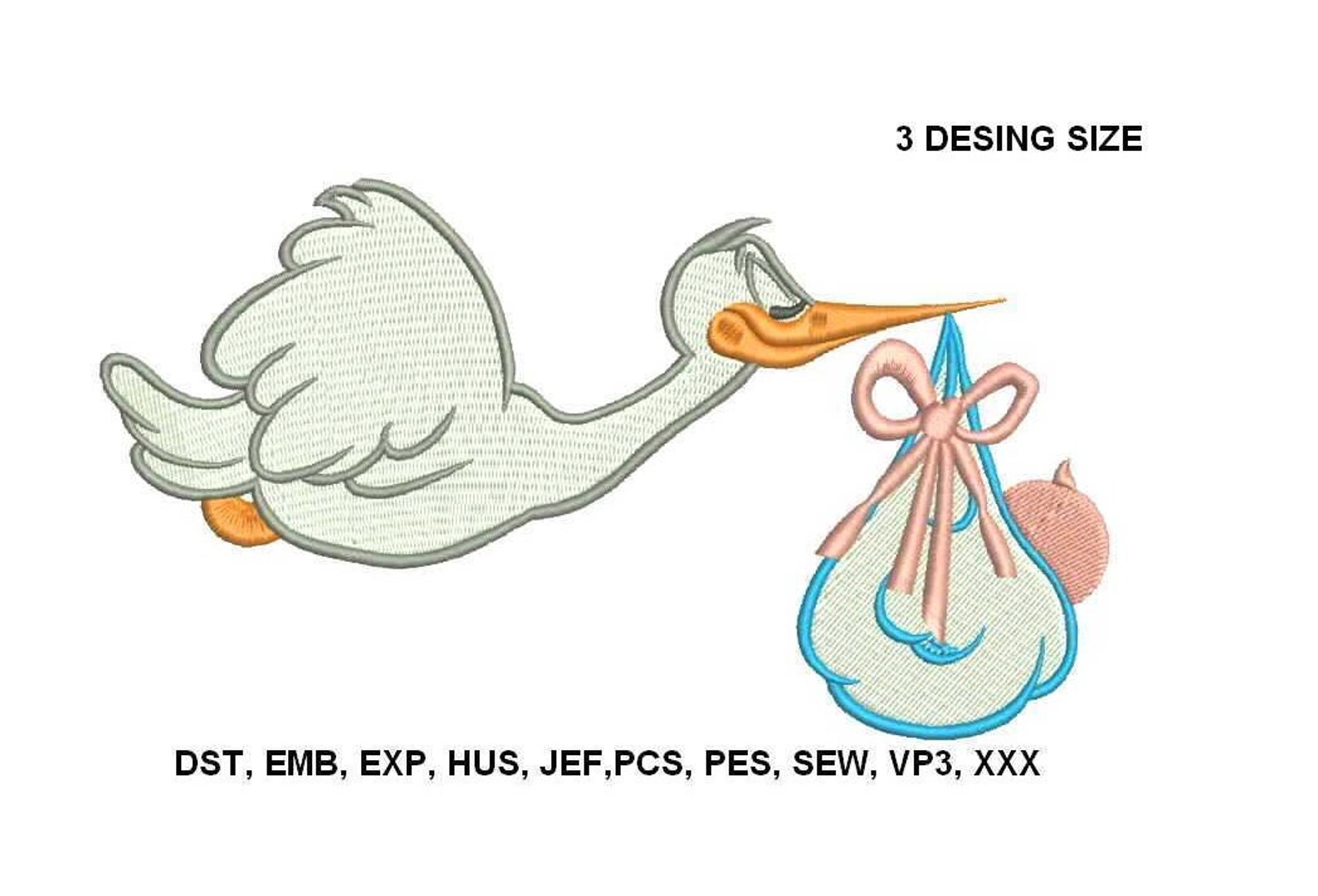 Baby Stork Embroidery Design, Machine Embroidery Designs, Stork Baby ...