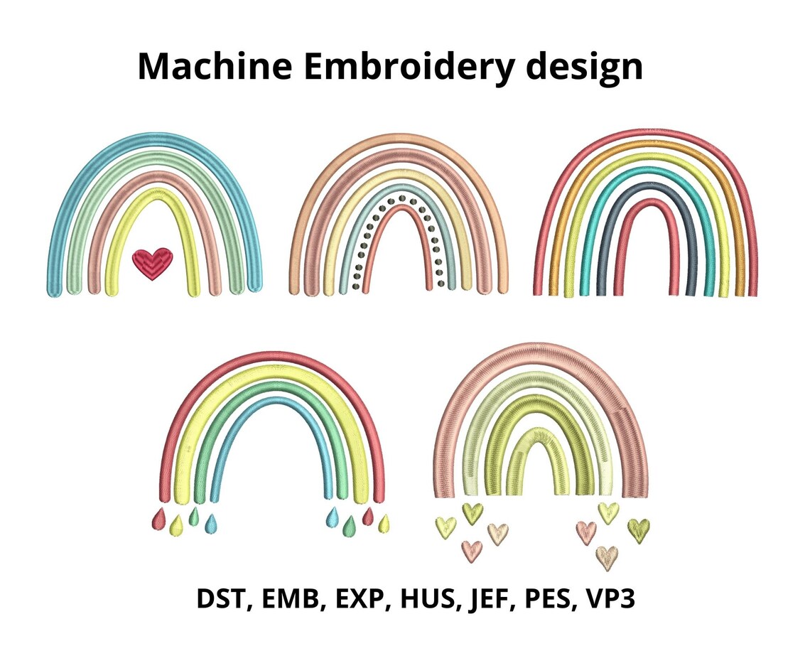 Boho Rainbow Embroidery Design Bundle Machine Embroidery - Etsy