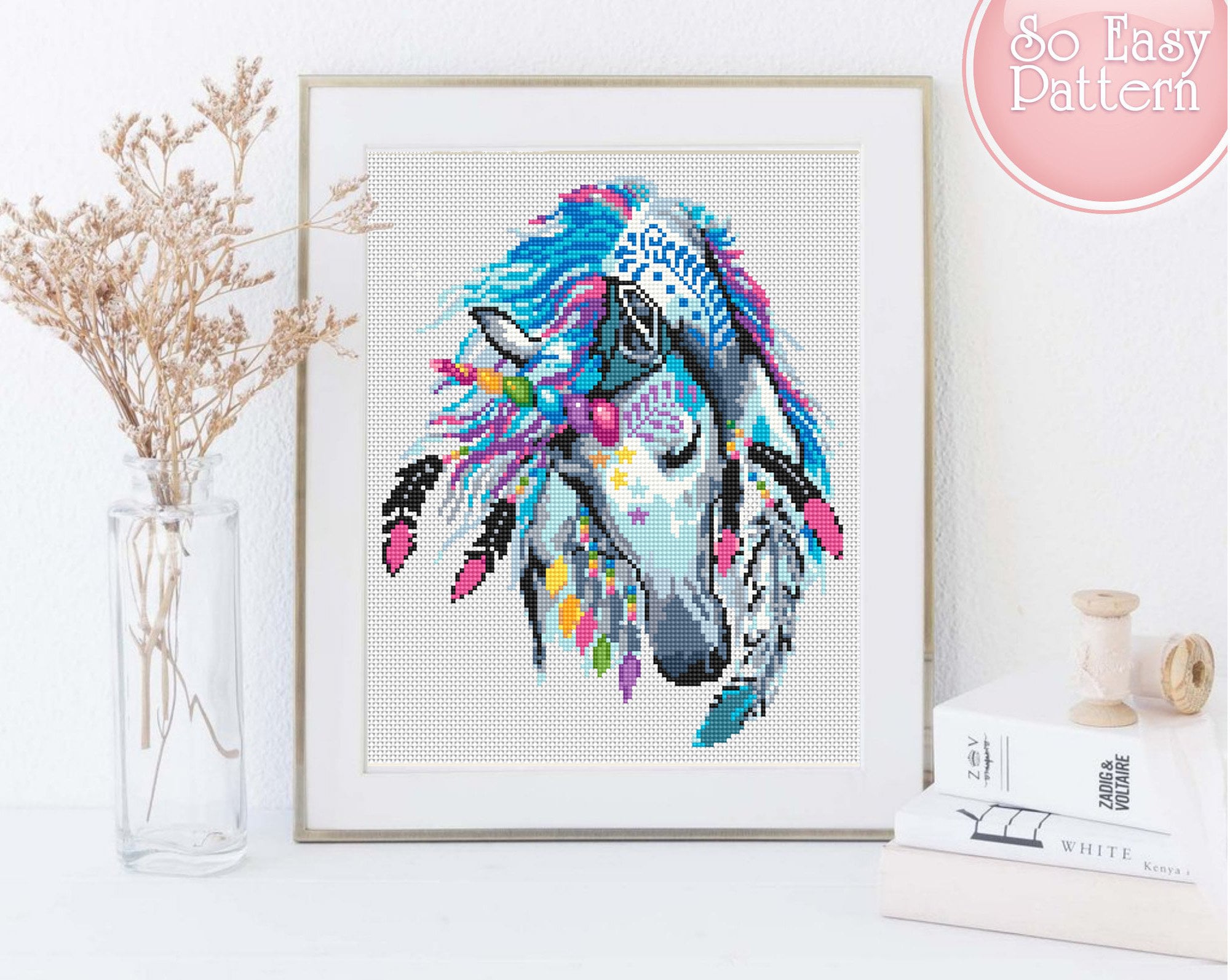 Unicorn Cross Stitch PDF Pattern Rainbow Unicorn Modern Cross | Etsy
