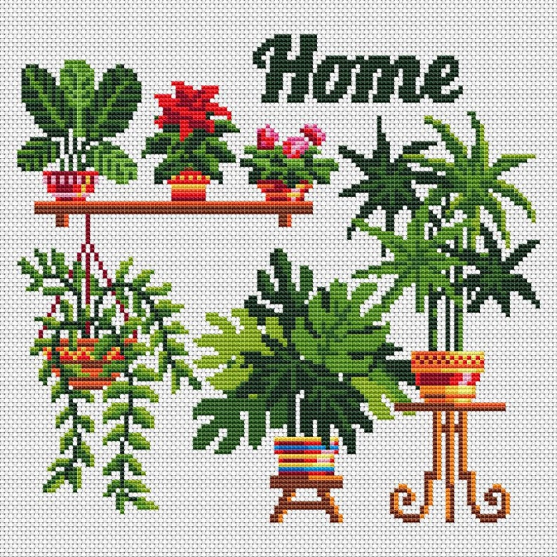 Plants Cross Stitch Pattern PDF Succulent Cross Stitch Home Plants ...