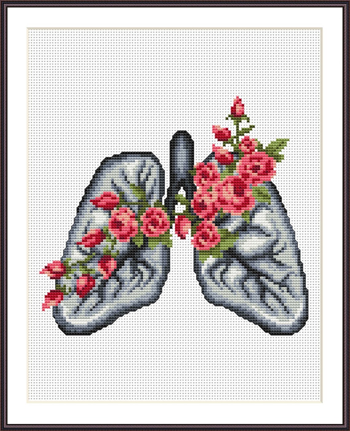 Anatomical Cross Stitch Pattern PDF Floral Anatomical Cross Stitch ...