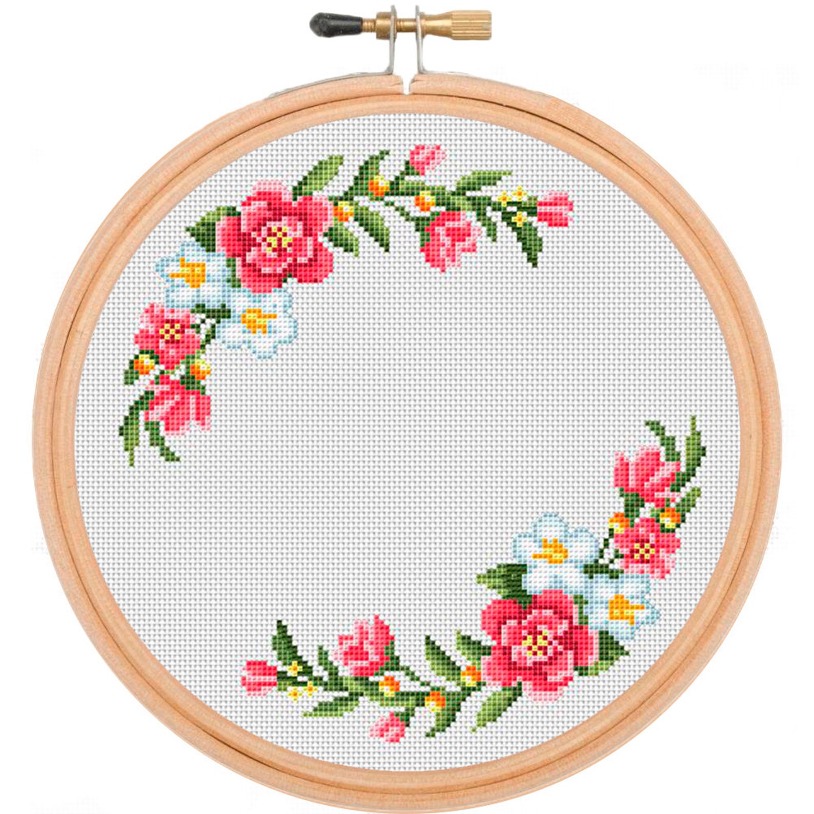 Floral Wreath Cross Stitch Pattern PDF Flower Cross Stitch - Etsy