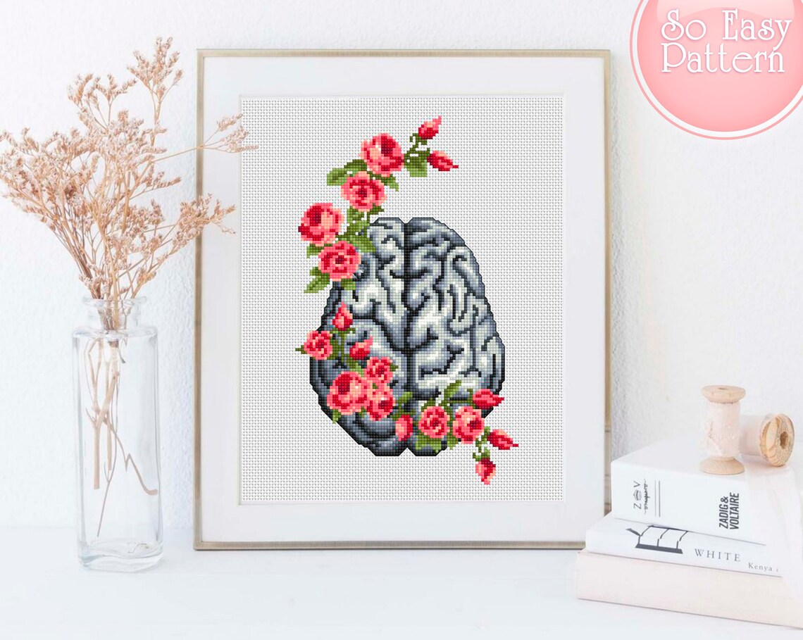 Brain cross stitch pattern PDF Anatomy cross stitch | Etsy