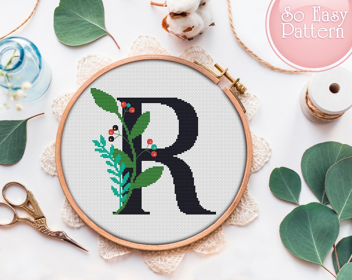 Cross Stitch Letters r Monogram Cross Stitching - Etsy