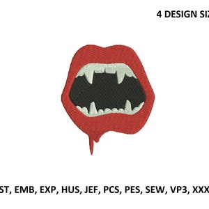 Face Mask Embroidery Design Vampire Mouth Embroidery Design Machine ...