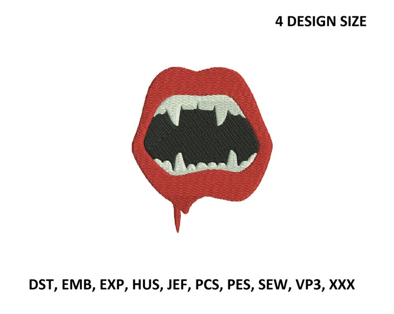 Face Mask Embroidery Design Vampire Mouth Embroidery Design Machine ...