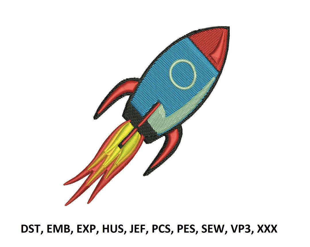 Rocket Ship Machine Embroidery Design Spaceship Machine Embroidery for ...