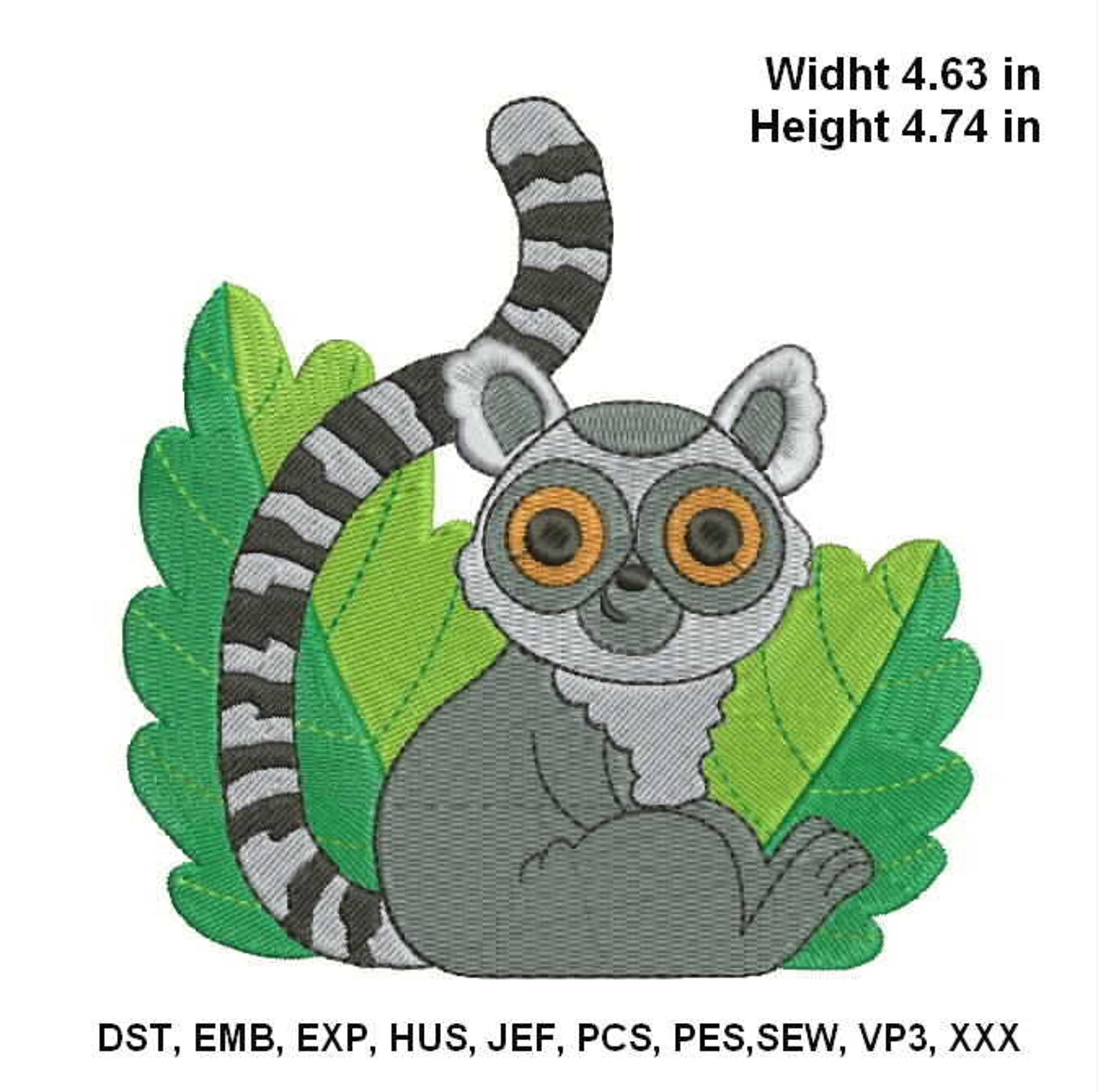 Lemur Embroidery Designs, Embroidery Patterns Animals, Applique Desing ...