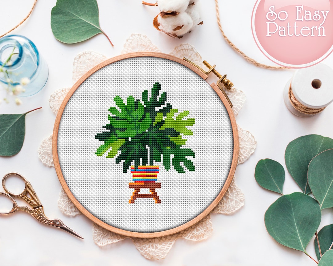 Easy Cross Stitch Pattern Beginner Plant Cross Stitch Pattern Botanical ...