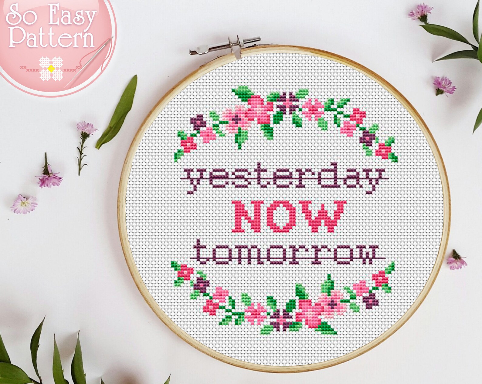 Subversive Cross Stitch Pattern Yesterday Now Tomorrow Cross - Etsy