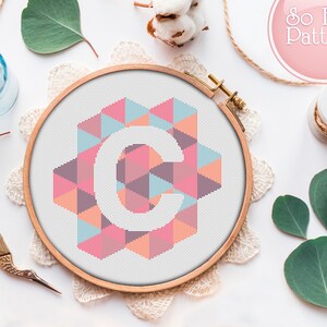 Cross Stitch Letters- C Monogram Cross Stitch Geometric Cross Stitch ...