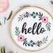 Hello Cross Stitch Pattern Pdf, Funny Text Cross Stitching, Floral ...