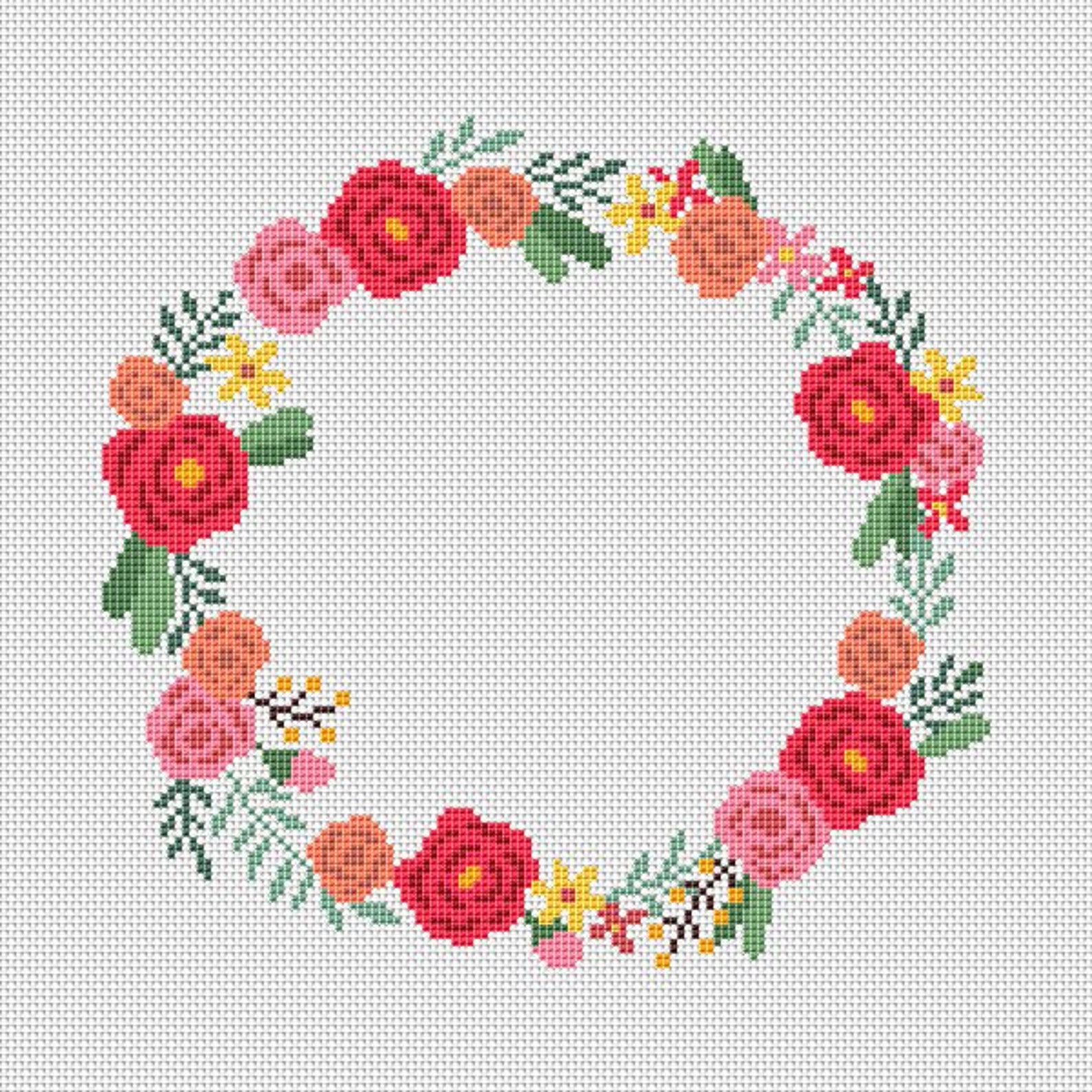 Floral Wreath Cross Stitch Pattern Flower Cross Stitch - Etsy