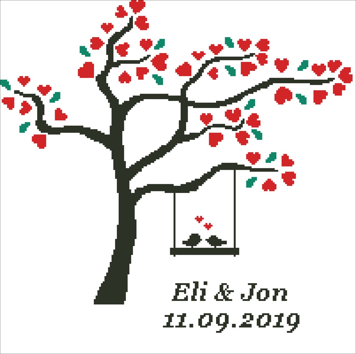 Cross Stitch Pattern Wedding Personalized Love Tree Wedding Cross ...