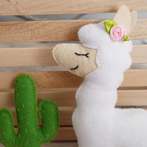 Lama Felt Pattern Baby Mobile Pattern Llama Decor Cactus Ornament Llama ...