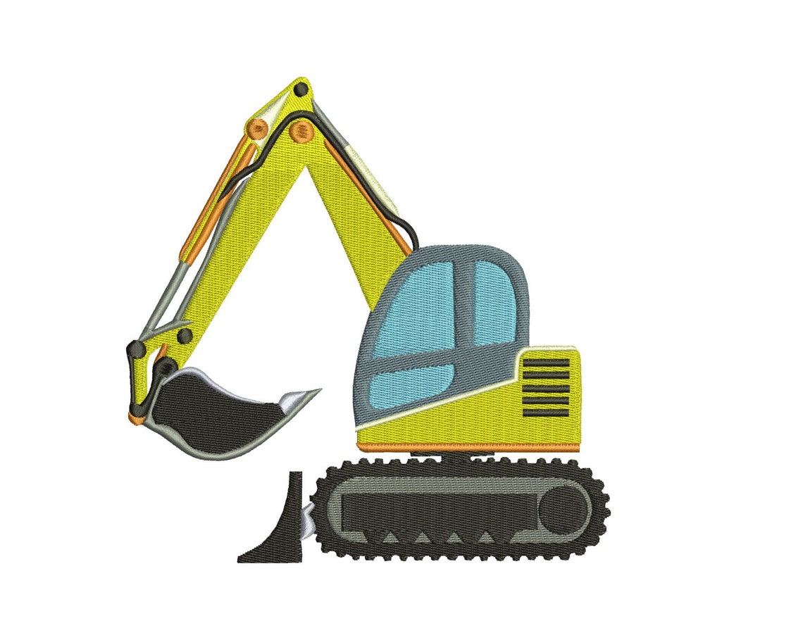 Excavator Construction Machine Embroidery Design Excavator | Etsy