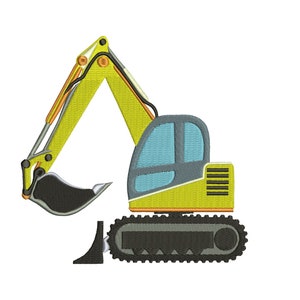 Excavator Construction Machine Embroidery Design Excavator Digger ...