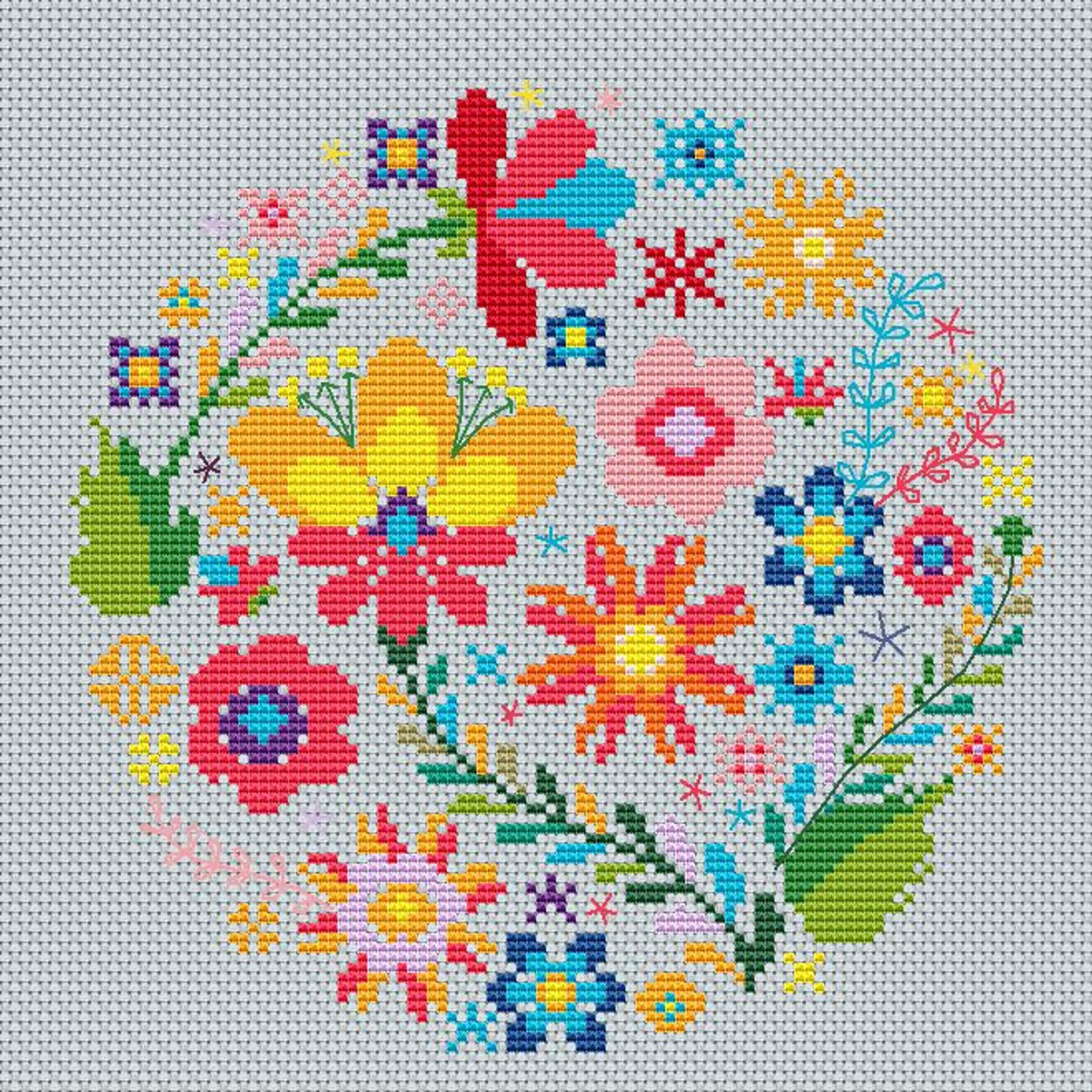 Floral Cross Stitch Pattern PDF Cross Stitch Floral Wreath - Etsy