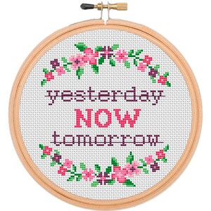 Subversive Cross Stitch Pattern Yesterday Now Tomorrow Cross Stitch ...