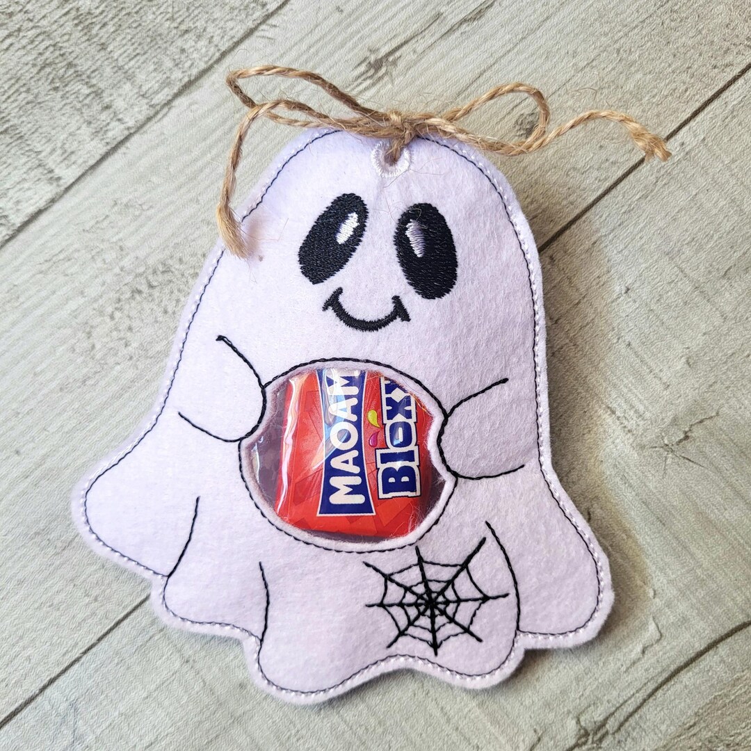 Ghost Halloween Treat Bag in the Hoop Machine Embroidery Design, Candy ...