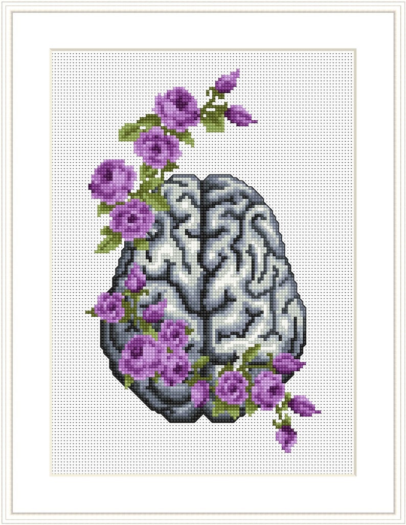 Anatomical Brain Cross Stitch Pattern Cross Stitch Pattern | Etsy