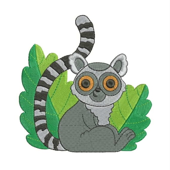 Lemur Embroidery Designs Embroidery Patterns Animals | Etsy