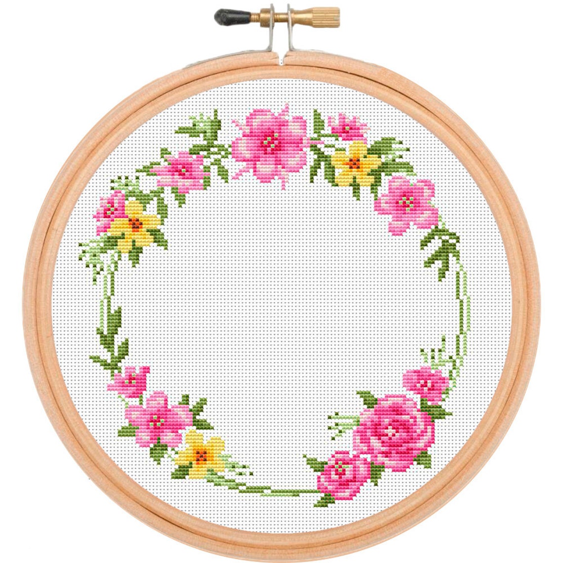 Floral Wreath Cross Stitch Pattern PDF Flower Cross Stitch - Etsy