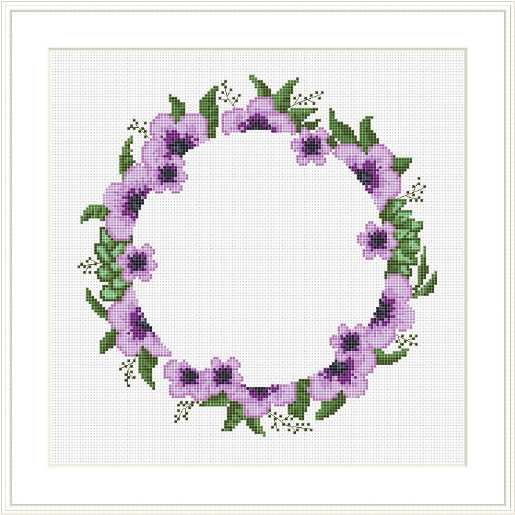 Floral Wreath Cross Stitch Pattern Flower Counted Cross - Etsy