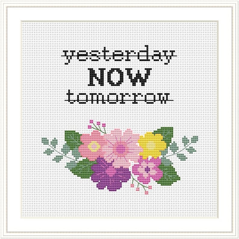 Subversive Cross Stitch Pattern Yesterday Now Tomorrow Cross - Etsy