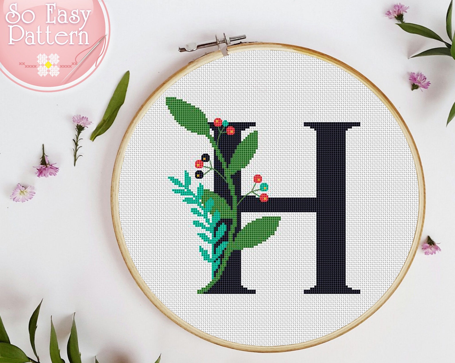 Cross Stitch Letters h Monogram Cross Stitching - Etsy