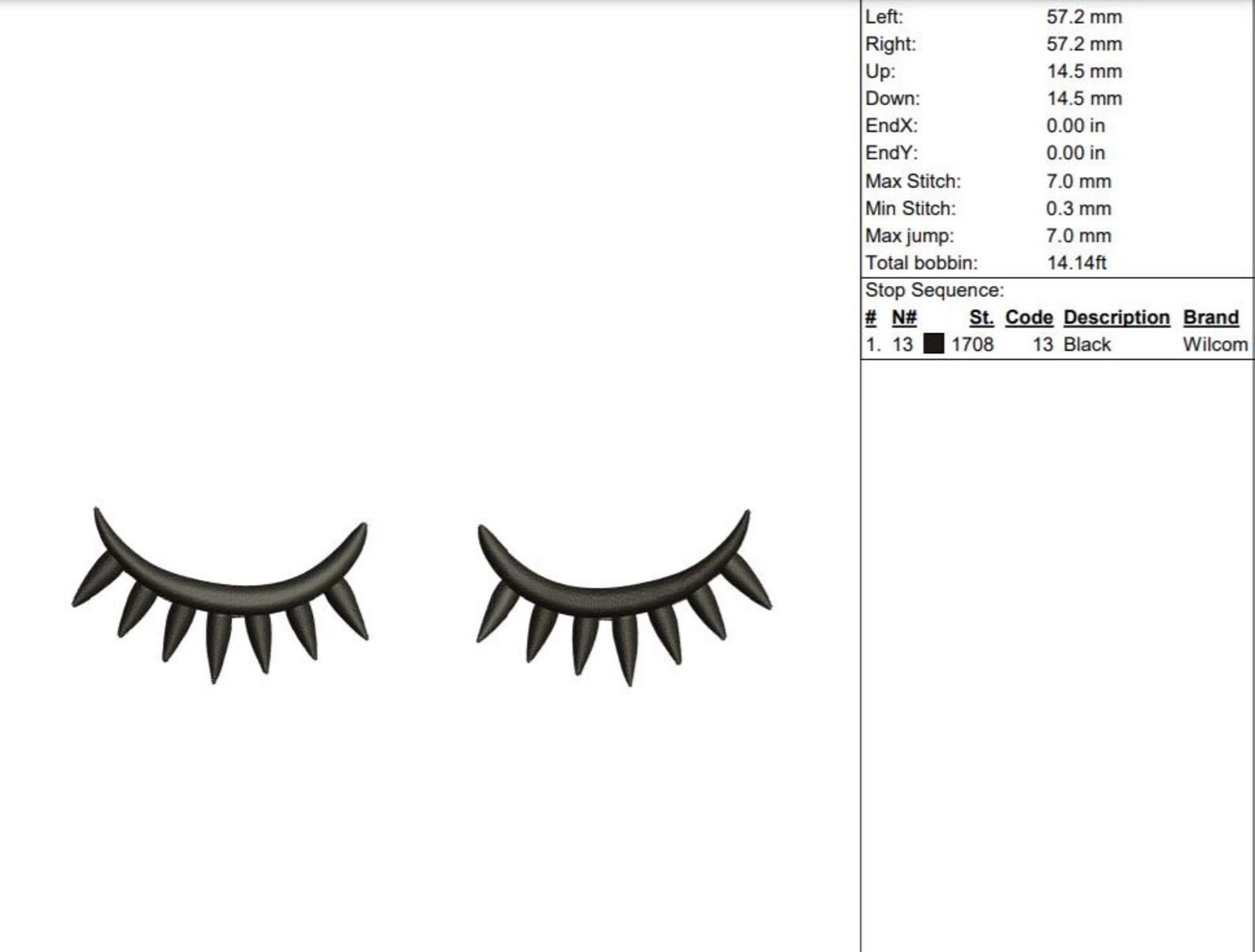 Eyelashes Embroidery Design Eyes With Lashes Machine - Etsy