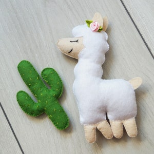 Lama Felt Pattern Baby Mobile Pattern Llama Decor Cactus Ornament Llama ...
