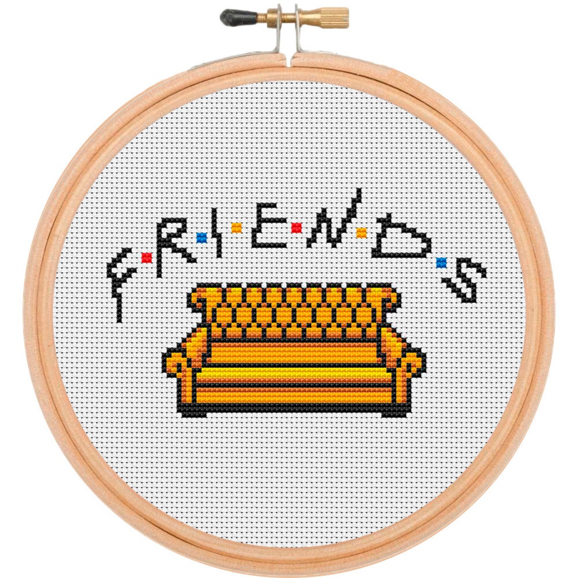 Easy Cross Stitch Pattern PDF Friends Orange Couch Funny Cross | Etsy