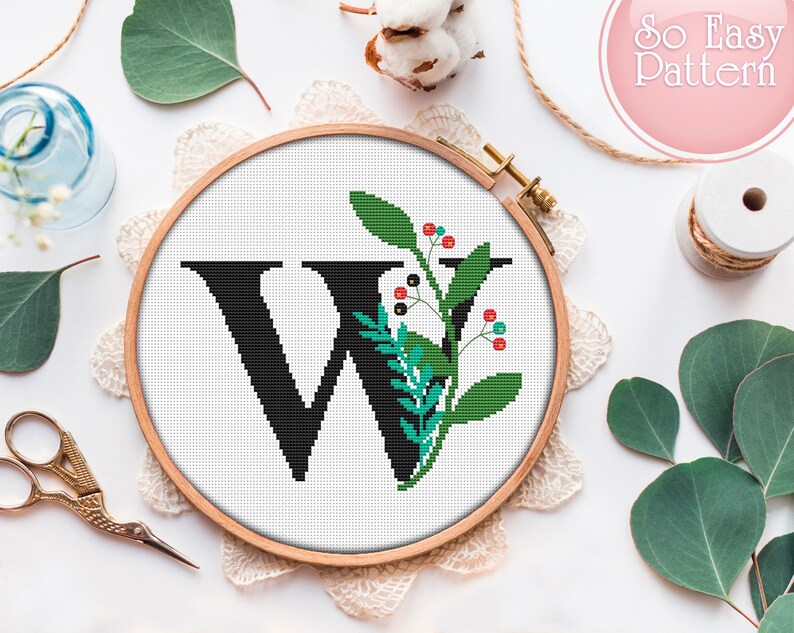 Cross Stitch Letters w Monogram Cross Stitching | Etsy